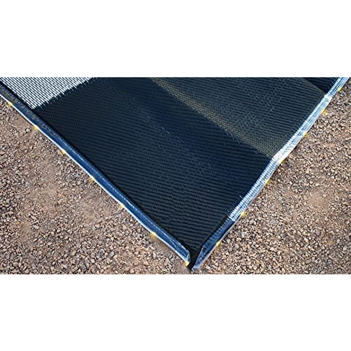 Stylish Camping LED Illuminated Patio Mat - Reversible RV Home Mat, White/Black with LEDs Light, 8x18