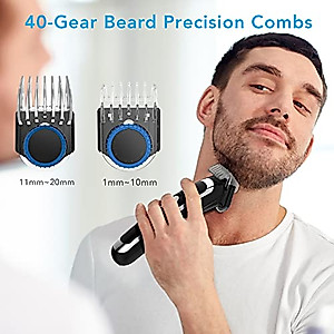 Acekool Hair Trimmer for Men, Cordless Hair Clippers 19 in 1 Waterproof Electric Beard Trimming Body Mustache Nose Ear Facial with Hairdressing Cape Kit Black