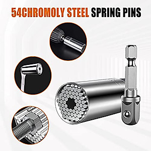 Dewkou 1 PC Universal Socket Tools Gifts, Christmas Stocking Stuffers Socket Set with Power Drill Adapter Super Grip Socket Cool Gadgets for Men Birthday Gifts for Men Women Husband (7-19 MM)