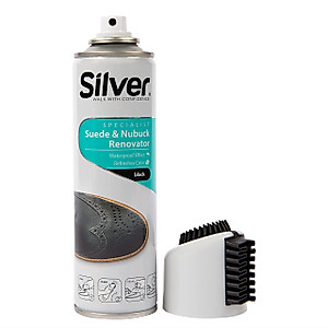 Silver Suede and Nubuck Color Dye Spray - Waterproof, Restores Faded Colors, Easy to Use 8.5oz (Black)