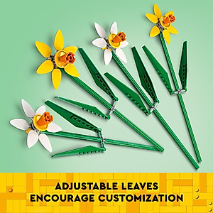 LEGO Daffodils - Building Toy for Kids, Girls and Boys, Ages 8+ - Easter Basket Gift for Kids - Artificial Daffodil for Bedroom Decor and Display - 40747