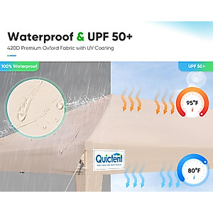 Quictent 10x20ft Pop up Canopy Tent Party Tent Outdoor Event Gazebo Waterproof with Roller Bag(Beige)