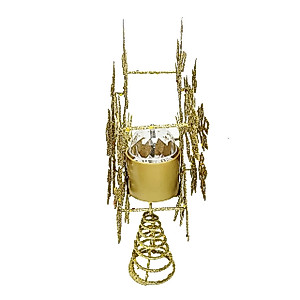 Christmas Tree Topper,Lighted Glitter Snowflake Tree Topper with Neon Lights for Christmas Tree and Holiday Seasonal Decoration(Gold)