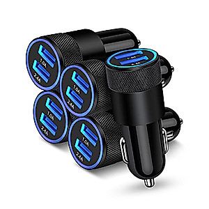 [5pcs] Car Charger Adapter, AILKIN USB Multi Port Cigarette Lighter Fast Charging Power Block Plug for iPhone 14 13 Pro Max XR, Samsung Galaxy S21 Ultra S8, LG, Moto, 3.4A Dual Cargador Carro for Car