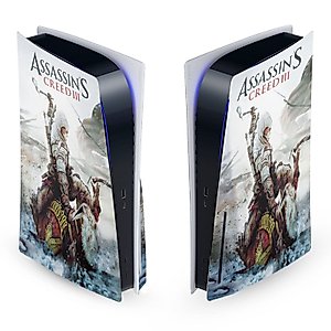 Head Case Designs Officially Licensed Assassin's Creed Game Cover III Graphics Vinyl Faceplate Sticker Gaming Skin Decal Cover Compatible With Sony PlayStation 5 PS5 Disc Edition Console