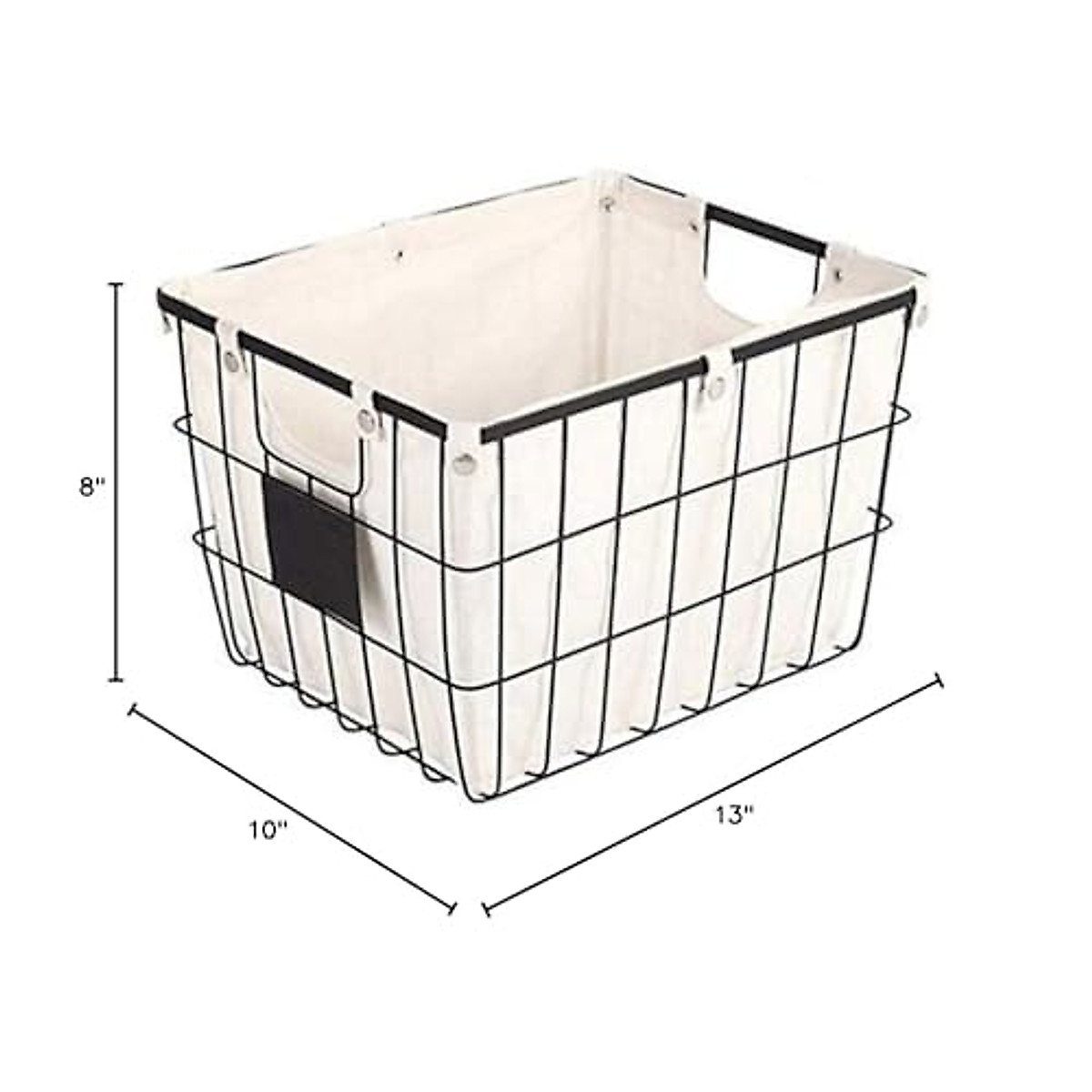 Better Homes and Gardens Small Black Wire Basket with Chalkboard Label & Ivory Lining