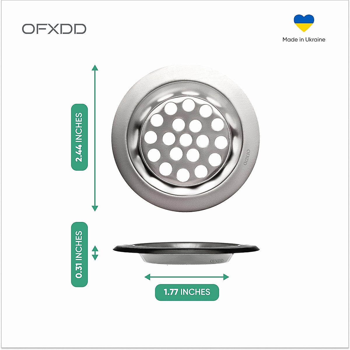 Kitchen Drain Catcher - Bathtub Drain Strainers 2.44 & 2.91 Inches - Tub Drain Hair Catcher - Stainless Steel Sink Strainer from Food Scraps, Hair, 2 Pcs