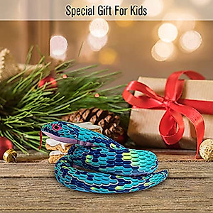 TORMAYS Realistic Anaonda Stuffed Animal, Large Snake Plush Toy Gifts Giant Stuffed Snake for Kids, 100 Inch Long, Blue