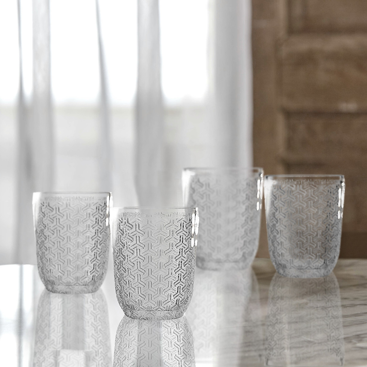 Elle Decor Bistro Key 4 Pc Set Old Fashions, Clear-Glass Elegant Barware and Drinkware, Dishwasher Safe, 10.8 Oz