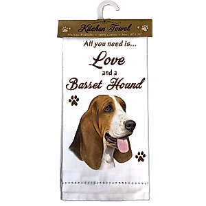 E&S Pets Basset Hound Kitchen Towels, Off-white 26.00" x 18.00"