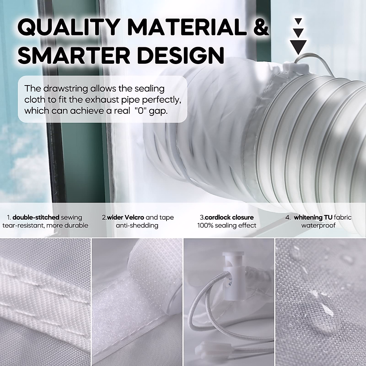 LOVIGA Portable Air Conditioner Window Kit, Window Vent Kit Seal Kit for Portable Air Conditioner Dryer, 10x40~64 Inch Length Adjustable 2022 Upgraded 100% Sealing Waterproof Easy to Install