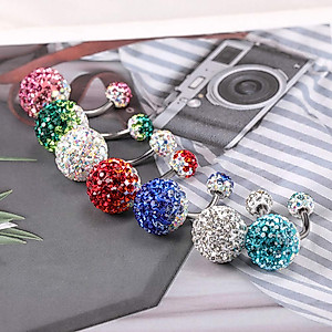 ZS Pretty Belly Button Ring with Gradual Color Crystal Fervid Ball Navel Ring for Women (AB White)