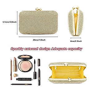 Carwales Women Evening Bag Sparkling Rhinestone Purse Wedding Handbags and Clutch Purses for Women Evening Elegant Bridal Clutch(Gold)