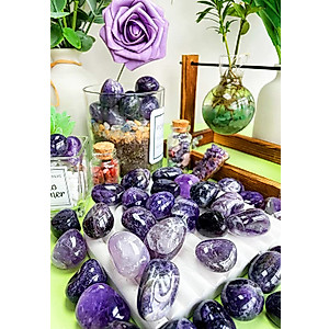 DUQGUHO Amethyst Healing Crystals Stones Set Natural Bulk Crystals Tumbled Polished Irregular Crystal Stones Bulk Rocks 0.45 lbs