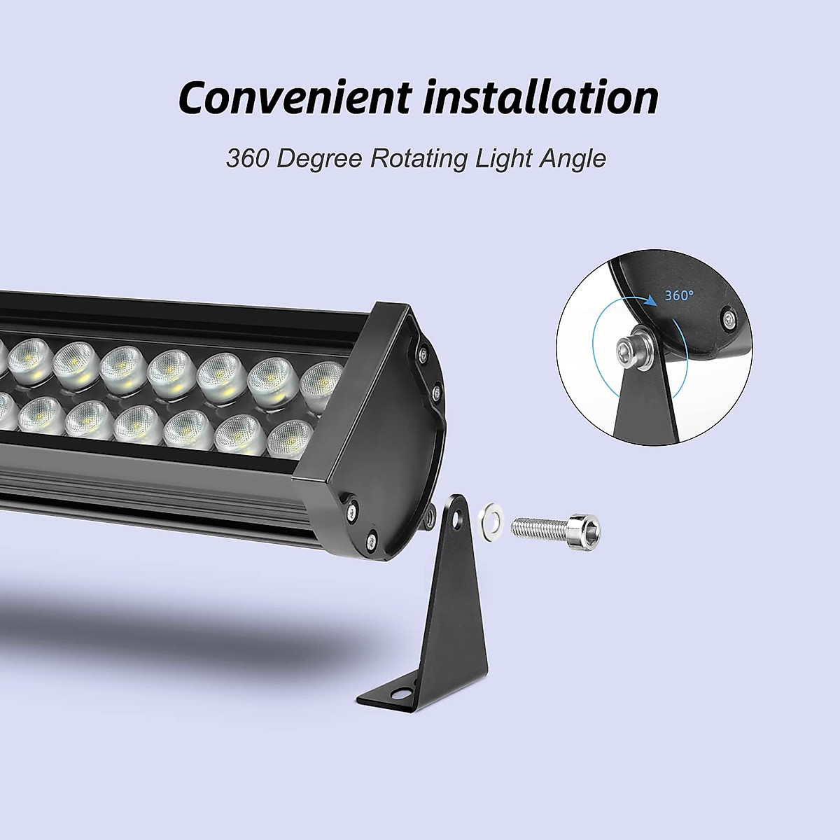 72W LED Wall Washer Light, 40" LED Light Bar, 120V 5000K Daylight White Linear Strip Light, IP65 Waterproof Outdoor Wall Washer Lighting for Landscape, Church, Ads, Yard, Garden