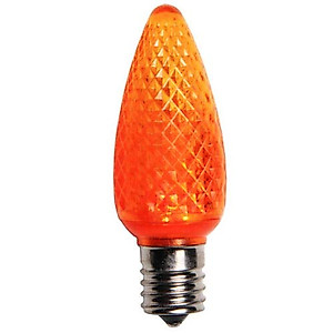 25 Pack C9 LED Replacement Christmas Light Bulbs Faceted LED Light Bulbs Commercial Grade E17 Intermediate Base Dimmable SMD LEDs UL Listed for Indoor and Outdoor Use (Orange)