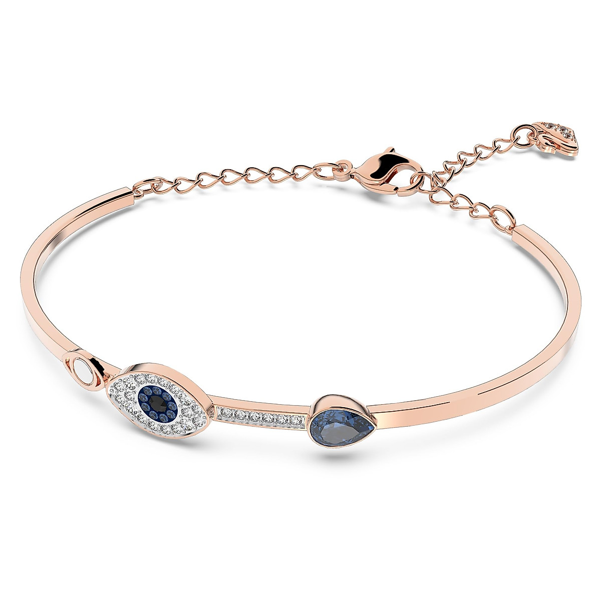 SWAROVSKI Women's Symbolic Evil Eye Bangle Bracelet, Blue Crystal, Mixed Metal Finish, Medium