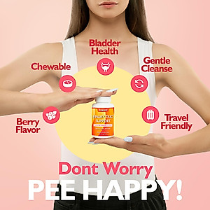 Happee Urinary Tract Health Supplement for Women & Men – Fast-Acting UTI Relief and Prevention, 500mg D-Mannose & Antioxidants, Supports Kidney and Bladder Health, Berry Flavor, 60 Chewables