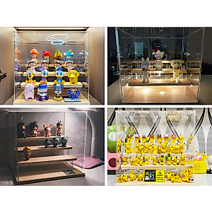 Choowin 5-Tier Clear Acrylic Display Case Display Box Display Stand with Door,Countertop Display Case for Collectible Mini Action Figure,Dustproof Storage Organizer(Black Base,Step)
