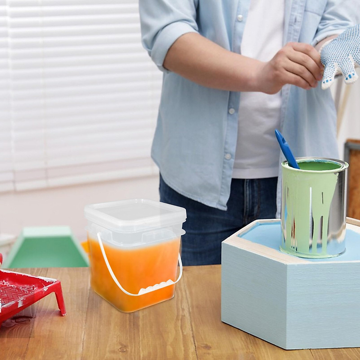 UPKOCH 1.32 Gallon Plastic Storage Bucket with Lid | Food-Grade Multi-Functional Container for Paint, Ice Cream, and More | Reusable Household Pail | Free