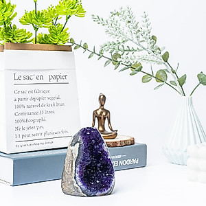 Natural Deep Purple Amethyst Crystal Geode from Uruguay 1lb-1.5lb, A Grade Amethyst Cluster, Premium Gift Box for Collectors Reiki Healing Positive Energy by GEMBOURY