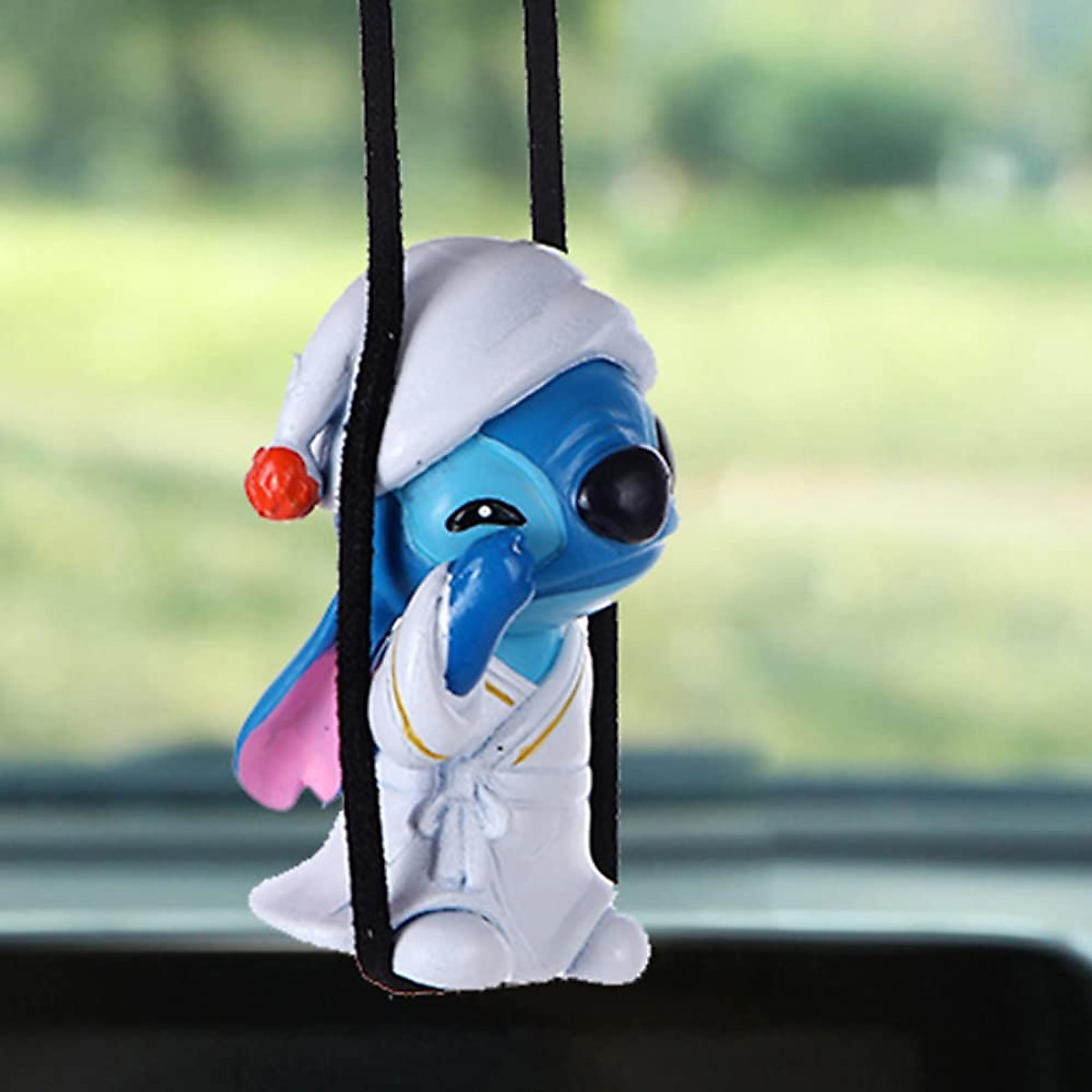 ZOSTLAND Leisurely Swing Ornament Rub Eyes Auto Rear View Mirror Hanging Decoration Suspension Pendant Accessories Applicable to Car Truck SUV (Alien Bathrobe)