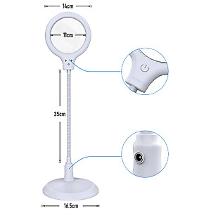 5X Magnifying Lamp, Touch Dimmable Magnifying Glass with Light, 30 LED Lighted Magnifier for Reading, Hobbies, Crafts, Repair, Sewing, Inspection, Jewelry Design