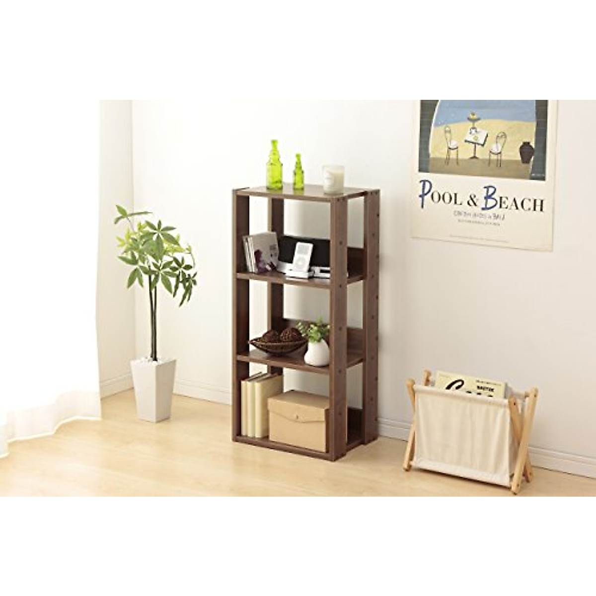 IRIS USA 3-Shelf Space Saving Open Wood Shelving Set, 2 Pack, Dark Brown