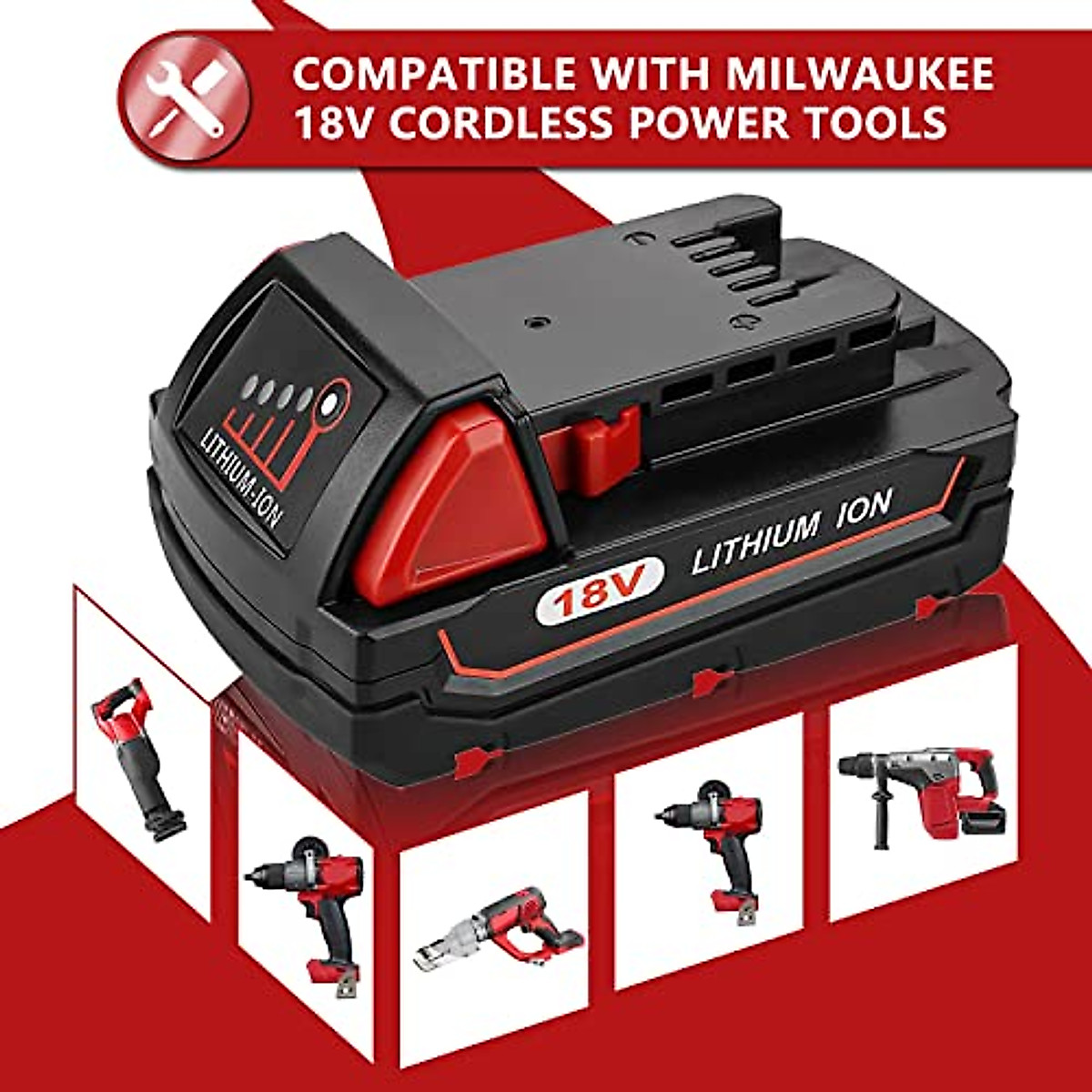 Dosctt 2 Packs 18V 3.0Ah 48-11-1835 48-11-1837 Replacement Battery Compatible with Milwaukee M18 Battery Lithium ion 48.11.1815 48-11-1820 48-11-1828 48-11-1840 48-11-1850 48-11-1852