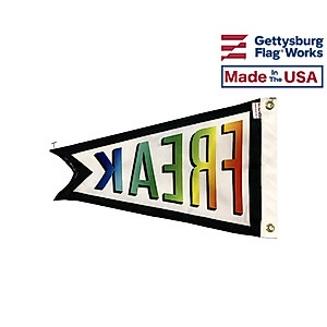 Let Your Freak Flag Fly! Rainbow 12x18", Durable All Weather Nylon Boat Flag Burgee, Proudly Made in The USA