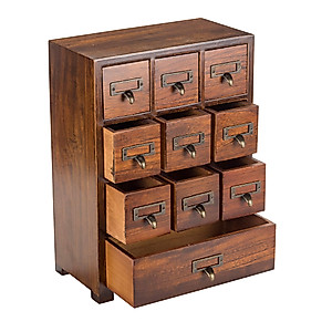 Primo Supply Library Card Catalog Solid Wood Small Curio Cabinet l Retro Storage Organizer Apothecary Drawer Dresser l Thread Coin Trading Card Storage Shelf | Tall - Fully Assembled