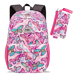 LSSAGOON Butterfly Print Backpack for Girls Teens Women.16in Bookbag W/Stationery Bag.Casual Baypack for Travel School Gift.