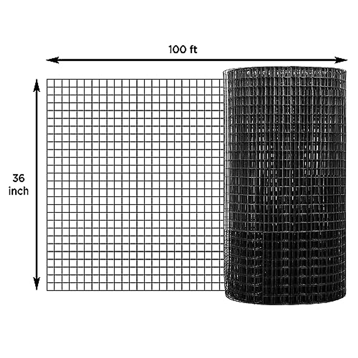 Upgraded Black Hardware Cloth Galvanized Wire Mesh 1/2 Inch 19 Gauge Chicken Wire Fence Roll Welded Wire Mesh Fence Roll for Home and Garden Fence and Home Improvement Project (1/2 inch 36''x100')