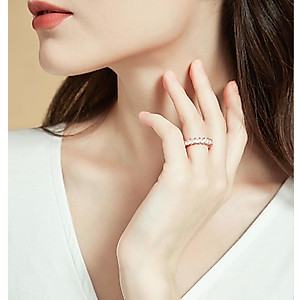 TIGRADE 4mm Eternity Ring Princess Cut Square Cubic Zirconia Engagement Wedding Band for Women Size 5 to 11,Rose Gold,Size 7