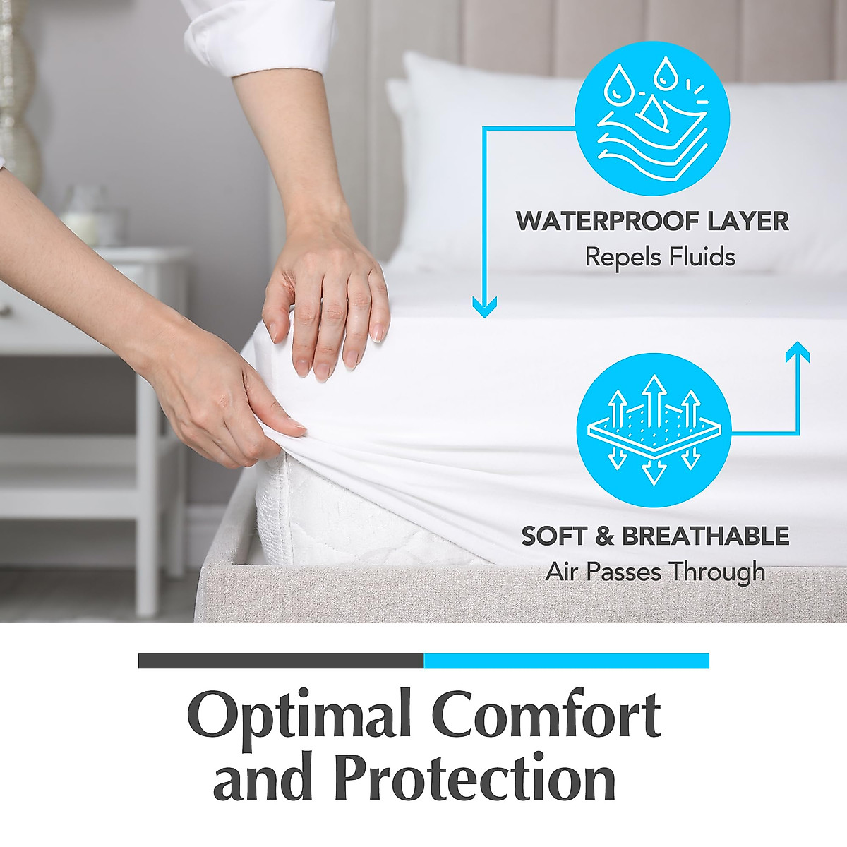 Twin Mattress Protector - Waterproof, Breathable, Blocks Allergens, Smooth Soft Cotton Terry Cover. The Premium Mattress Protector Will Surely Increase The Life of Your Mattress. (Twin)