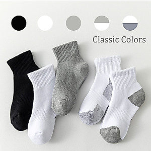 Marchare Boys Socks Kids Cushioned Crew Socks Girls Thick Cotton Athletic Running Socks White 6 Pack 7-10 Years