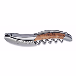 Laguiole En Aubrac Sommelier Waiter's Corkscrew, Juniper Wood Handle, Wine Opener With Foil Cutter & Bottle Opener, Brushed Bolster