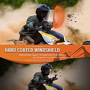 KEMIMOTO Sport Windshield Compatible with Can-Am Ryker 600, 900, Sport & Rally Edition from 2019-2023 Ryker Windshield 3 inches Stroke Adjustable Translucent , Replace #219401023 #219400771