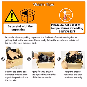 VODA Heat Powered Stove Fan 6 Blades, 120° Rotation Left-Right with Button Control, Efficient Wood Stove Fan for Heat Distribution in Fireplaces and Wood Stoves - Ideal for Eco-Conscious Homeowners