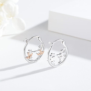 Hypoallergenic Dance Earrings Sterling Silver Ballerina Huggie Hoop Earrings Cartilage Earrings for Sensitive Ears Ballet Dancer Gifts for Women Girls