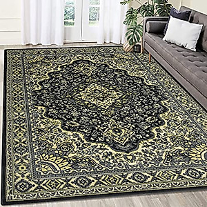 WESTLOOM 8x10 Indoor Living Room Bedroom Large Area Rug Medallion Collection Area Rug Non-Shedding Oriental Traditional Area Rug, Grey