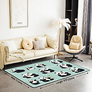 jejeloiu Panda Rugs for Living Room Bedroom Shag Decorative Carpet Rugs Cute Panda Bear Decor Soft Accent Rug for Room Living Room Bedroom Machine Washable Multifunctional Rugs