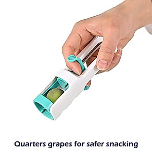 Grape Cutter For Kids Toddlers,Seedless Grape Baby Cherry Tomatoes Strawberry Slicer Pitted Olives Into 4 Pieces for Vegetable Fruit Salad(green)