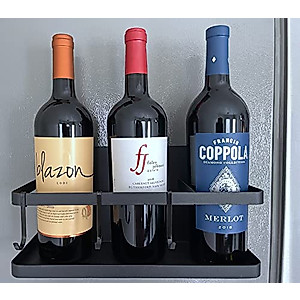 Lenotion Large Heavy Duty Magnetic Spice Rack-Magnetic Organizer for Refrigerator-Magnetic Wine Rack - Heavy Duty Magnet - 12" Wide - Black…