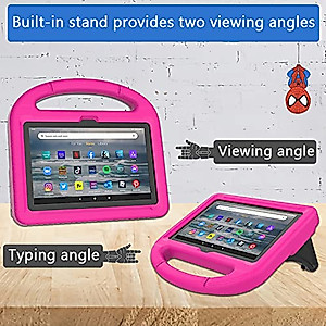 All-New Fire 7 Tablet Case (12th Generation, 2022 Release) - DICEKOO Lightweight Shockproof Kid-Friendly Cover with Handle & Kickstand for Kindle Fire 7 Kids Tablet - Pink