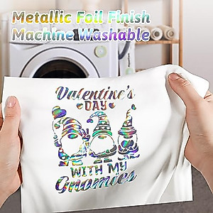 Gatichetta Metallic Heat Transfer Vinyl Roll, Holographic Silver Iron On 12" X 15ft Foil HTV Vinyl for Garments T-Shirts