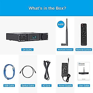 Fosi Audio DA2120C 240W Bluetooth 5.0 Stereo Audio Hi-Fi DAC Amplifier Support aptX 24Bit-192kHz 2.1 Channel Integrated Class D Power Amp with RCA/PC-USB/Coaxial/Optical Input and Remote Control