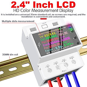 AT4PW 100A Tuya WiFi Din Rail Smart Switch Remote Control AC 220V 110V Digital Power Energy Volt Amp Kwh Frequency Factor Meter