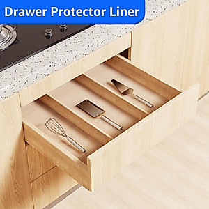 PABUSIOR Shelf Liners for Kitchen Cabinets - Waterproof Cabinet Liner Non-Adhesive, Clear Drawer Liner, Easy to Cut Refrigerator Liners for Shelves, Cupboard, Under Sink (17.7x96 inch)