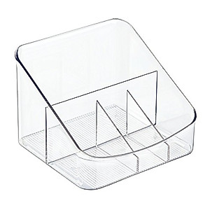 iDesign Linus Plastic Divided Coffee Supply Organizer, Holder for Filters, Sugar, Creamer, Beans, Sweeteners, Tea Bags, 6.3" x 6.9" x 5.2" - Clear